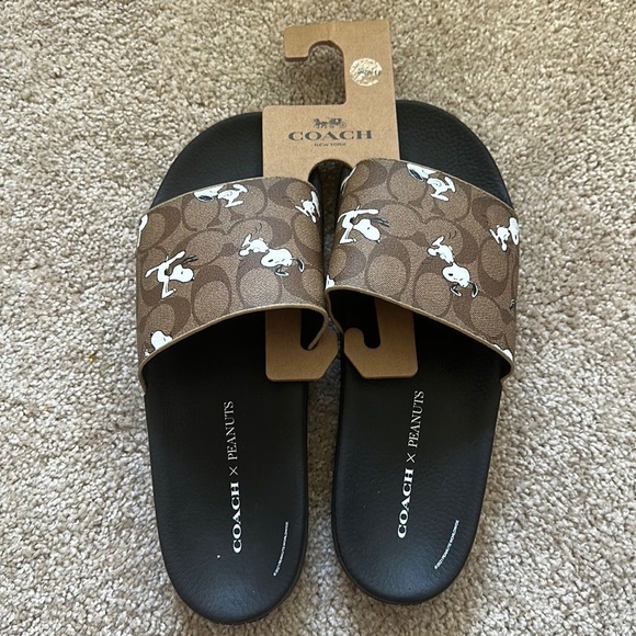 Coach | Shoes | Brand New Coach X Peanuts Slide With Snoopy Print ...